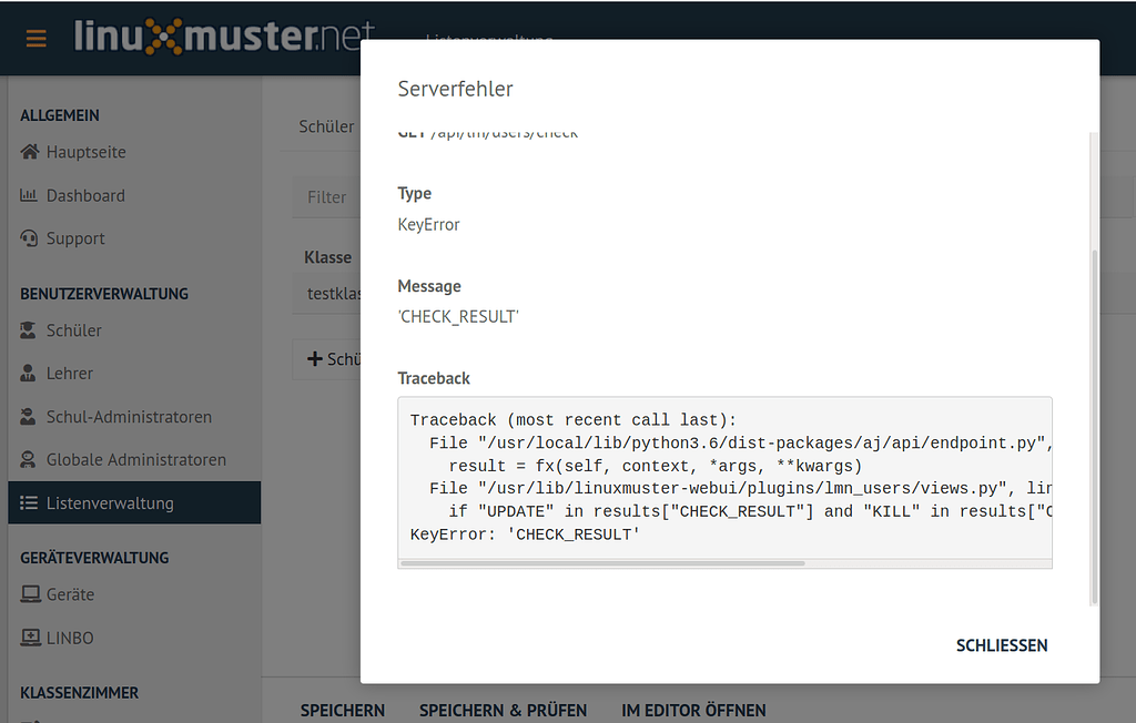 Anlegen von Benutzern funktioniert nicht - Benutzerverwaltung - linuxmuster.net